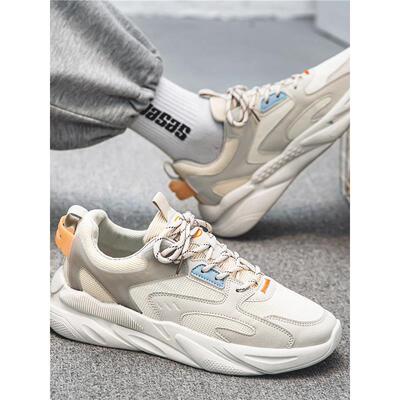 美式时尚潮男休闲运动跑步鞋2025春秋新款男士舒适透气网面老爹鞋