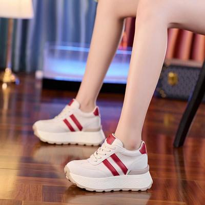 西瑞厚底内增高8CM阿甘鞋女2025秋冬新款真皮运动休闲 老爹鞋女