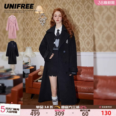 UNIFREE复古学院风毛呢大衣