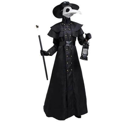 Halloween Medieval Hooded Robe Plague Doctor Costume Mask Ha