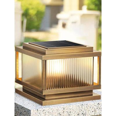 全铜户外柱头灯别墅大门庭院灯院墙柱子灯防水围墙灯太阳能门柱灯