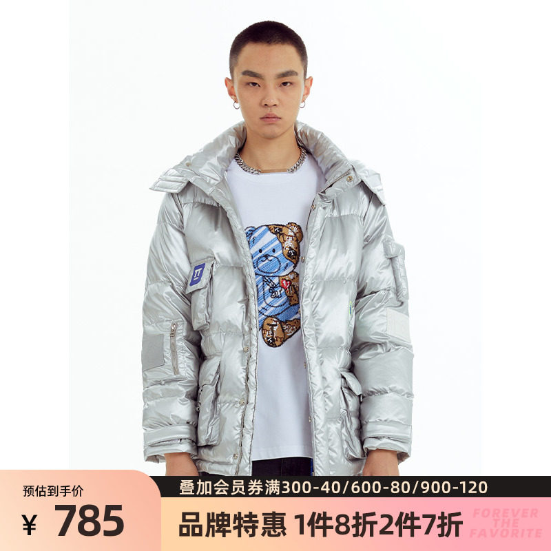 TSMLXLT【TT Bear系列】卡通时尚百搭个性男女中长款连帽羽绒服潮_虎窝淘