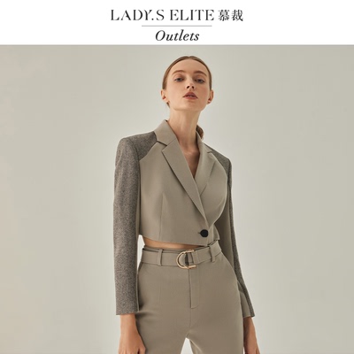 慕裁 短款西装外套女2025春气质高级羊毛混纺正装上衣