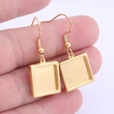 6pcs stainless steel gold plated f 12mm square cabochon ea