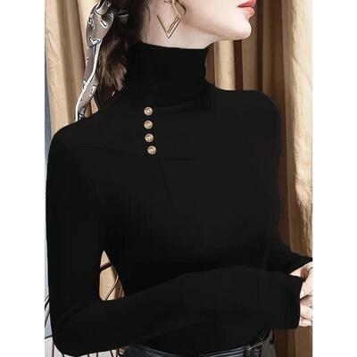 H 60974 Double-sided Velvet High Neck Top 双面德绒领打底衫