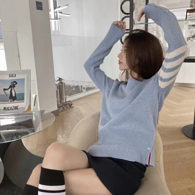 TUMATB澳洲羊毛四道杠圆领毛衣