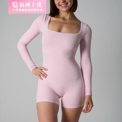 Womens Casual Lace Long Sleeve Bodycon Romper Elastic Square