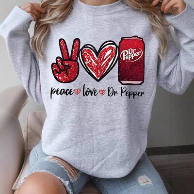 Women's Casual Everyday Peace Love Graphic Sweatshirt, Soft