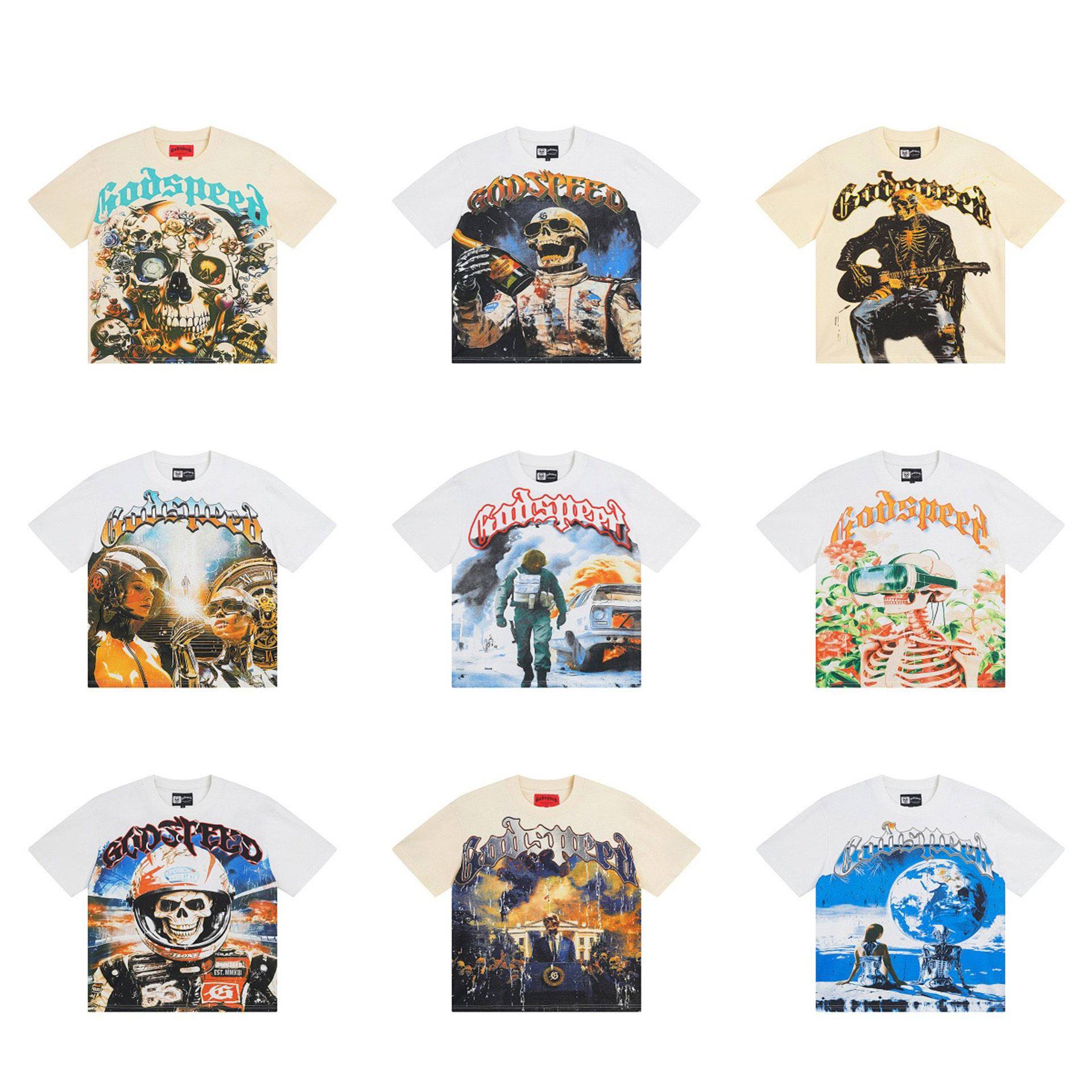 25SS Godspeed shirt Letter Print Sleeve Hip Hop Tees Men