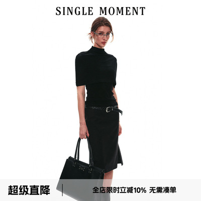 SINGLE MOMENT 26SS法式夏季斗篷式针织醋酸吊带两件套背心上衣女