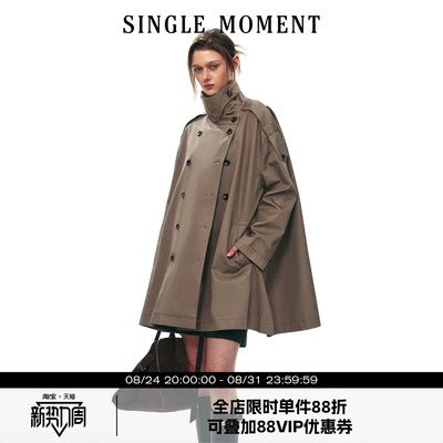 SINGLE MOMENT 26AW法式摩登都市双排扣经典中长款风衣外套上衣女