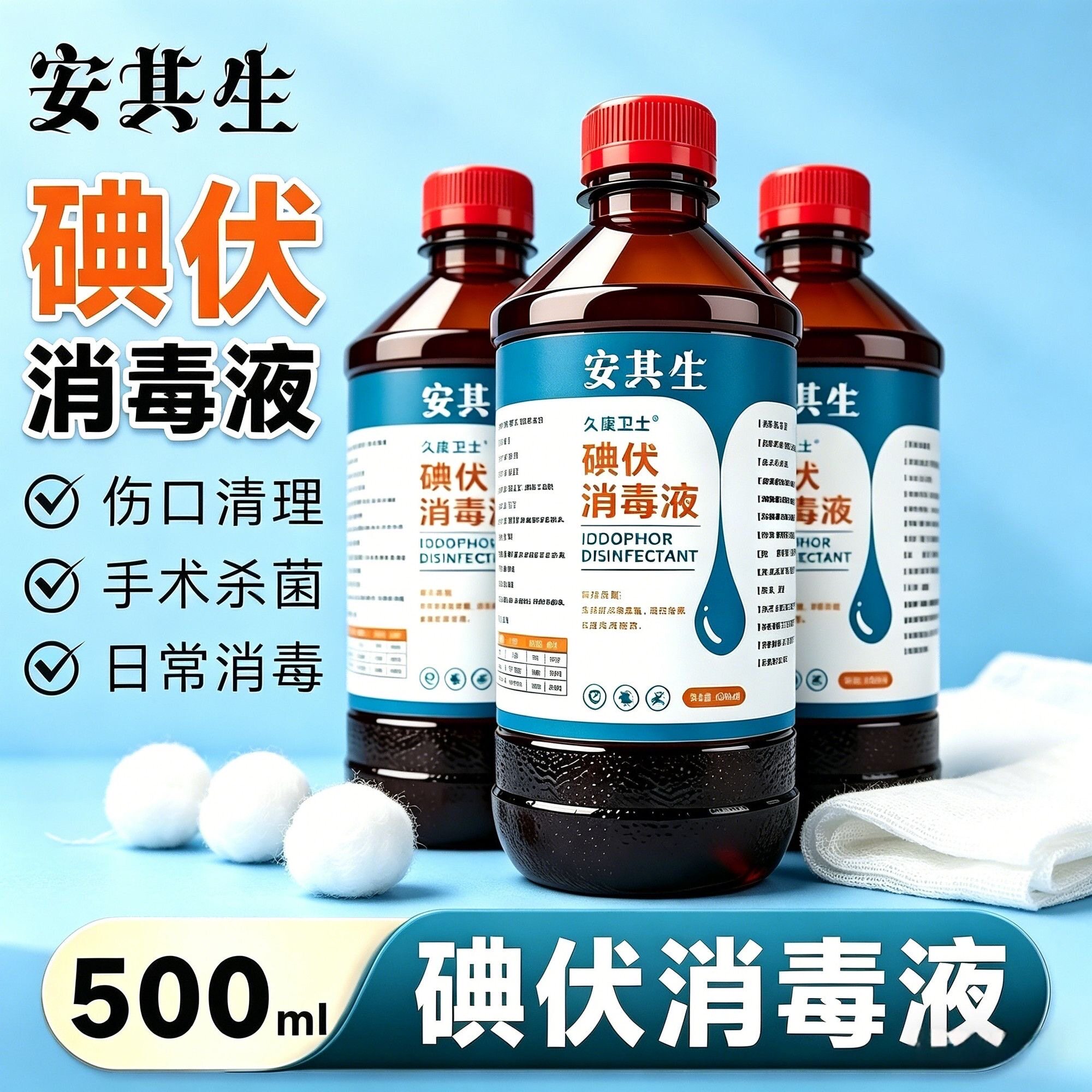 安其生足部泡脚碘伏液家用洗脚专用杀菌足部健康抑菌消毒液
