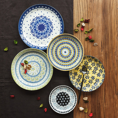 早餐盘釉下彩波西米亚风日本进口