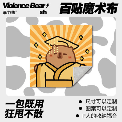 2026年新款百贴布卡皮扒拉皇帝可爱化妆包相机ipad自粘魔术百贴布