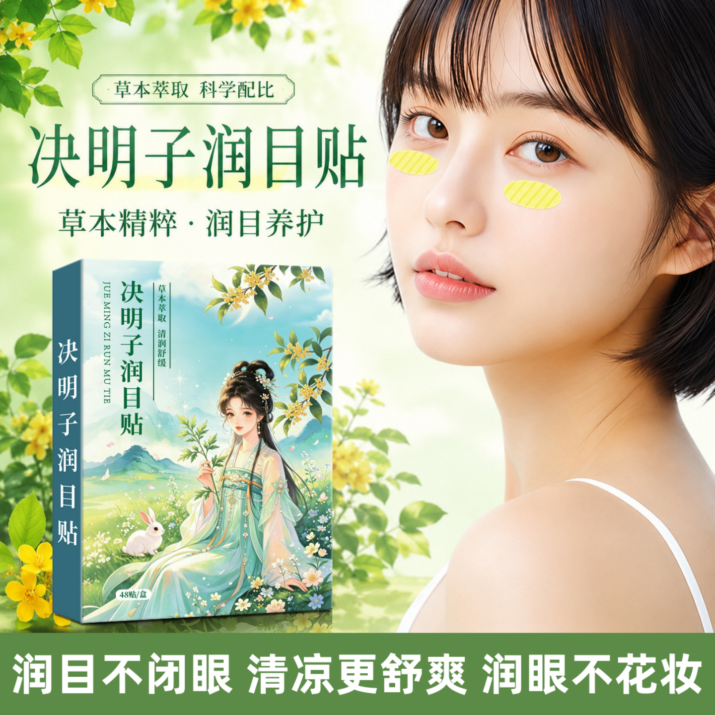 决明子润目贴叶黄素眼贴水凝胶眼贴膜草本护眼贴冷敷穴位贴学生
