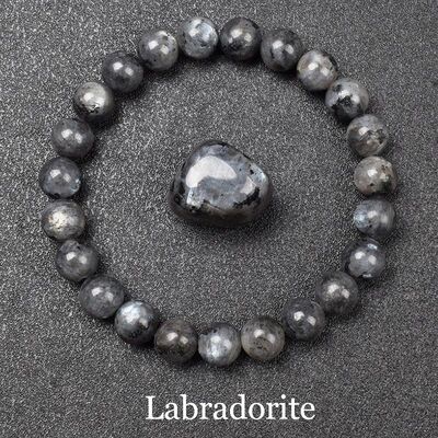 Natural Black Labradorite Beads Bracelet Men Women Real