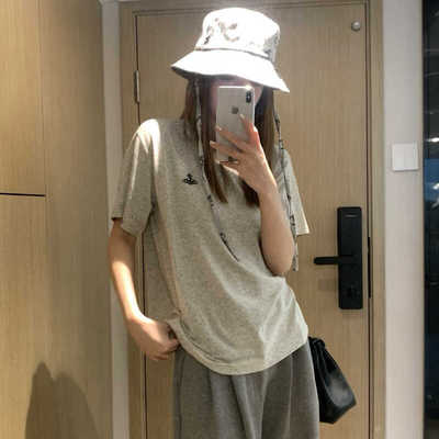 巨软乎！特别定制花纱纹理雪花点点小土星刺绣短袖T恤tee2025春夏