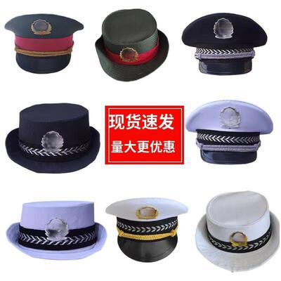 男女童警花卷边帽表演帽大盖帽机长帽子仪仗队帽子