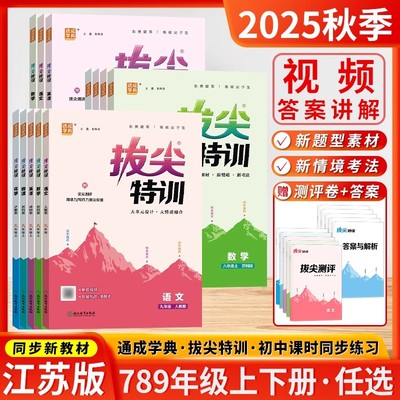 2025秋初中拔尖特训七年级八年级九年级上册下册英语译林版语文数学物理化学人教版北师苏科沪教译林初中教材同步练习册课时作业本