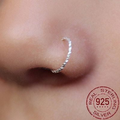 India Nose ring hoop 925 sterling silver thin nose piercing