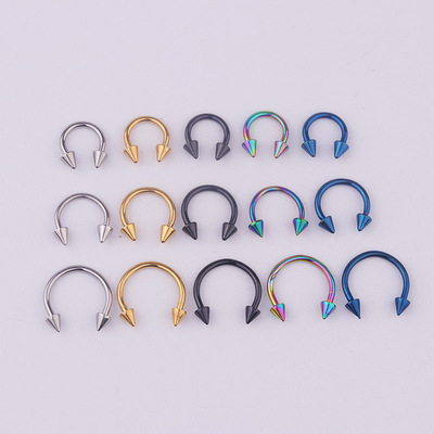 Stainless Steel Nose Ring Piercing Horseshoe Spike Septum P