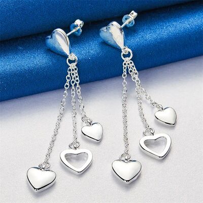 1 pair of sterling silver exquisite 3 heart-shaped earrings