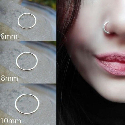 Steel Thin Small Nose Ring Hoop Cartilage Piercing Studs