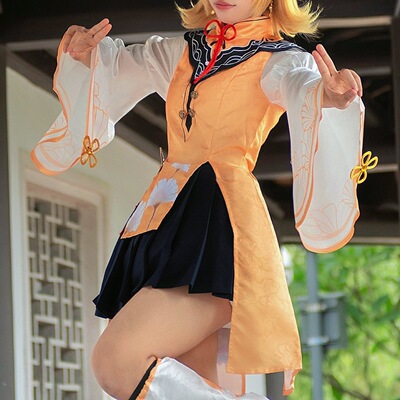 V家vocaloid镜音铃cos服镜音连cosplay女装小僵尸秋染银杏套装
