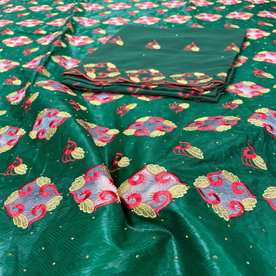新非洲巴赞面料Bazin Lace Fabric 3+2Yards For Wedding Dresses