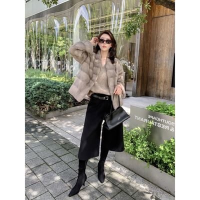 DORACTR 通勤好搭档！黑色七分裤女职场高腰显瘦窄版直筒毛呢裤子