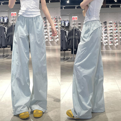 英国DGKP蓝色速干工装裤女夏季薄款宽松直筒休闲小个子阔腿运动裤