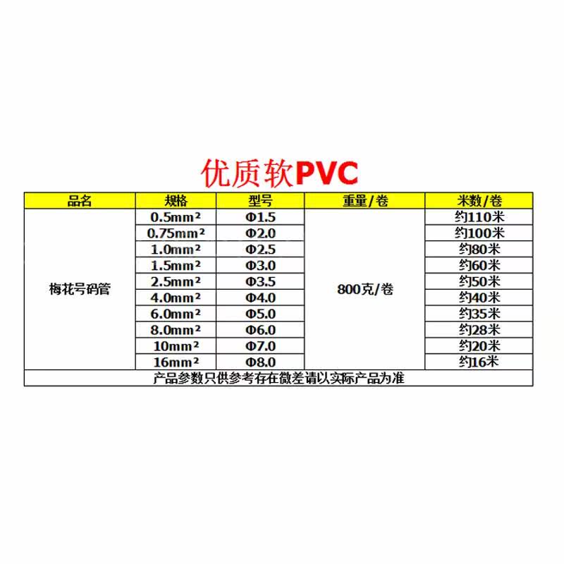 。PVC线号管 内齿空白号码管 线号标记套管0.5-25平方线号机 梅花