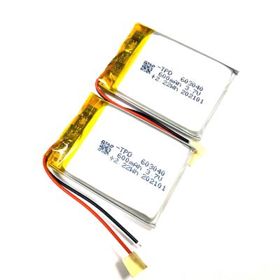 603040聚合物锂电池3.7V750mAh遥控玩具车蓝牙音箱软包充电电池