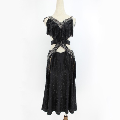 新款成人拉丁舞比赛服 钻带 儿童拉丁舞裙漏背 拉丁舞演出舞裙K22