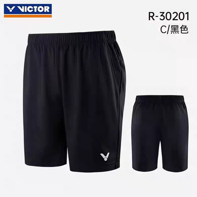 中羽价victor胜利羽毛球服中性款训练针织运动短裤R-30201正品