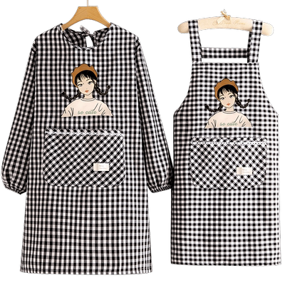 曼达萌棉布韩版防污长袖围裙