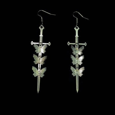 Vintage古着 Fringed butterfly sword耳饰