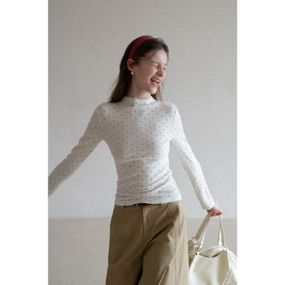 EGGKA半高领气质休闲波点