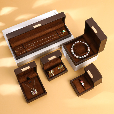 高档直角PU皮珠宝首饰包装盒项链