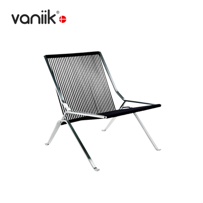 vaniik/轻奢设计创意不锈钢绳织椅PK25意式极简休闲阳台单人躺椅