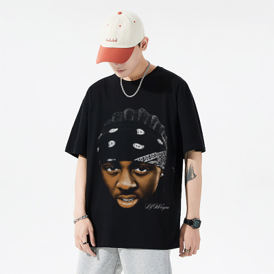 Lil Wayne李尔韦恩饶舌Rap美式重磅纯棉宽松摇滚潮流圆领短袖t恤
