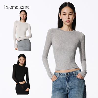 天丝羊毛微透修身长袖内搭打底