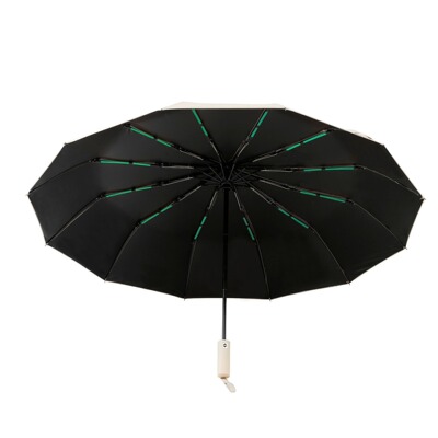 Automatic 24 bone umbrella for both rain and rain, black rub