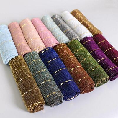 Women's silk glitter long scarf 女士丝亮片长巾围巾印度