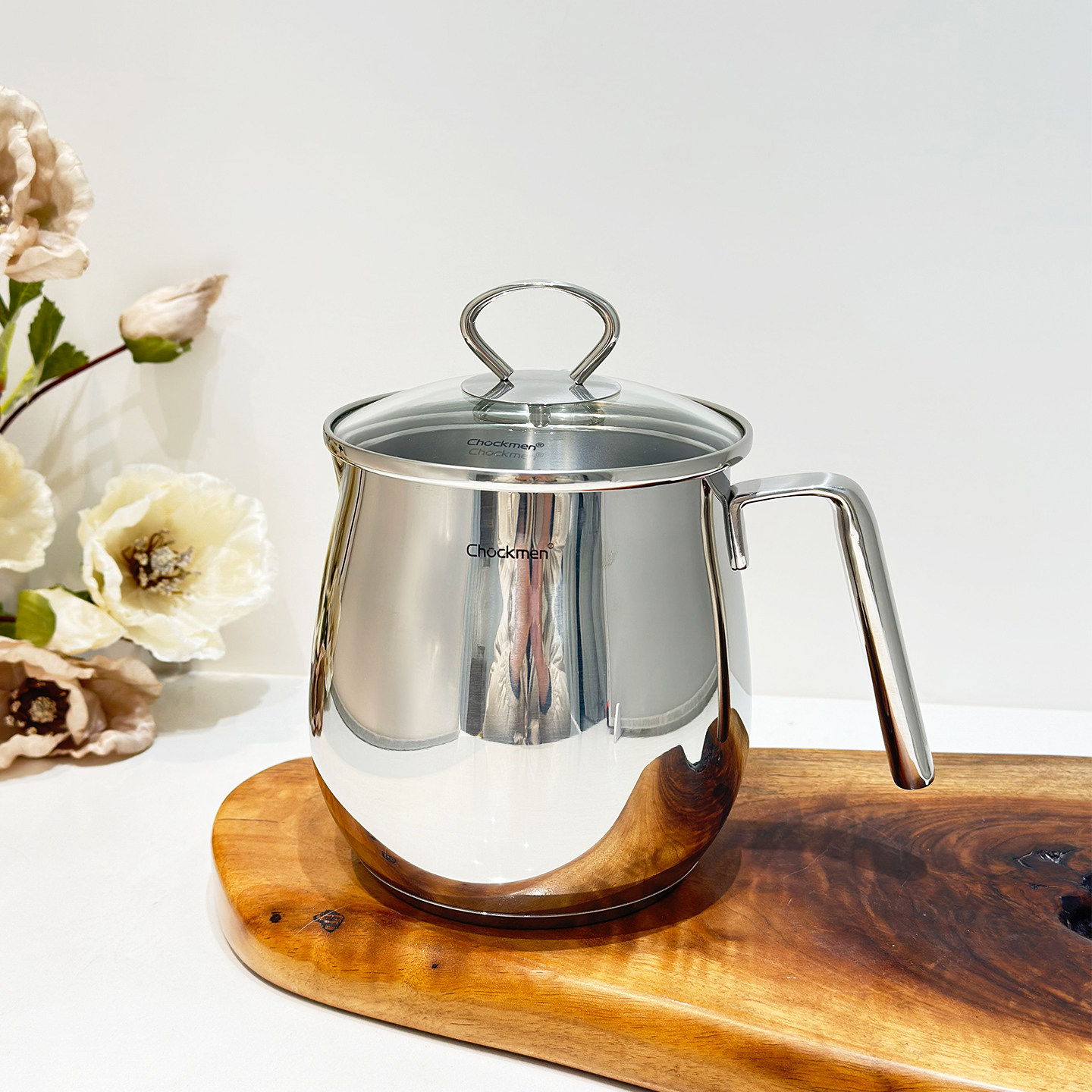Chockmen18/10不锈钢咖啡壶拉花杯奶泡杯花茶壶复合底大容量1.5L