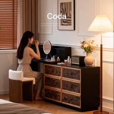 （现货）已夏胧月梳妆台可伸缩复古斗柜收纳转角床尾柜高端置物柜