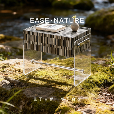 已夏意式极简轻奢黑白设计创意新款卧室置物储物简约亚克力床头柜