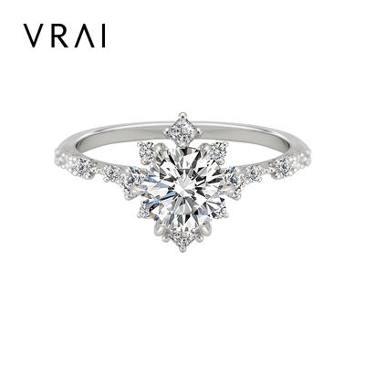 【培育】VRAI芮爱 雪舞圆钻婚戒 铂金钻石戒指定制女 美国加州