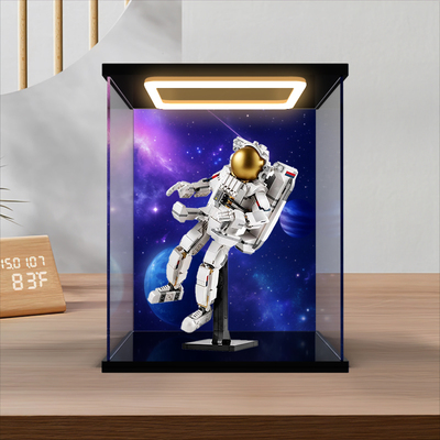 亚克力回灯款收纳盒适用乐高31152太空宇航员模型透明防尘展示盒