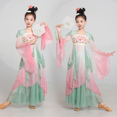 采莲儿童古典舞演出服女童飘逸
